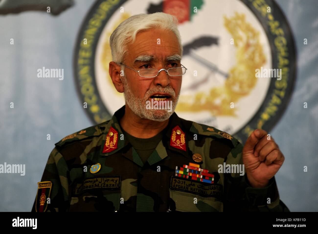 Afghan National Army Commander Shear Zazai speaks at a ...