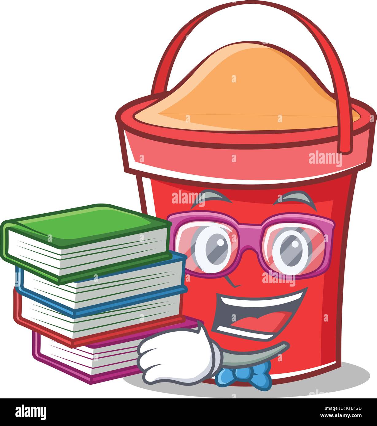 Student with book bucket character cartoon style Stock Vector Image ...