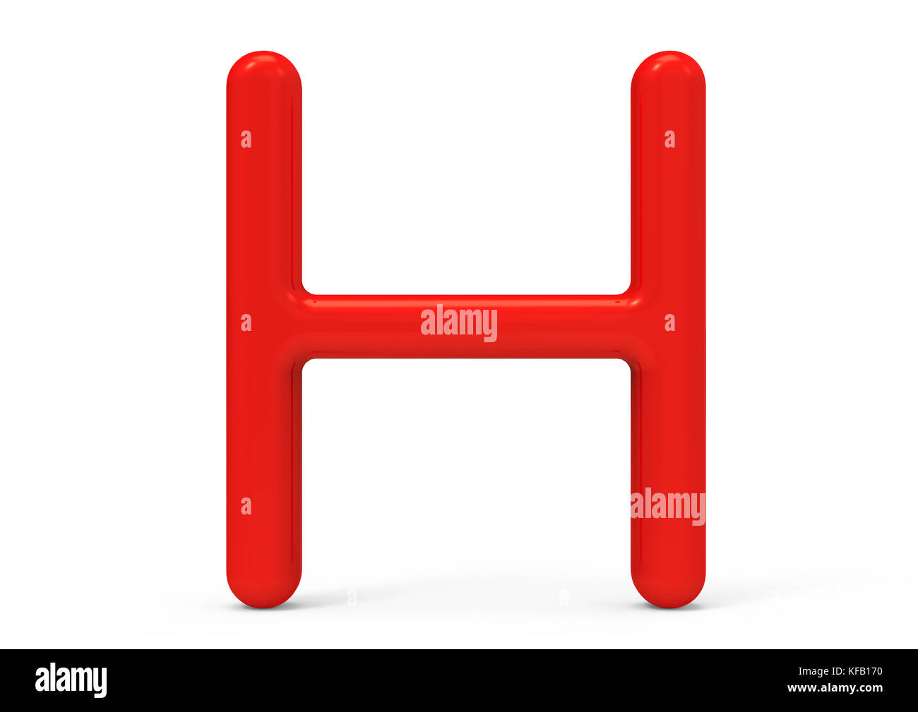 3D render red alphabet H, thin and plastic texture 3D font design Stock ...