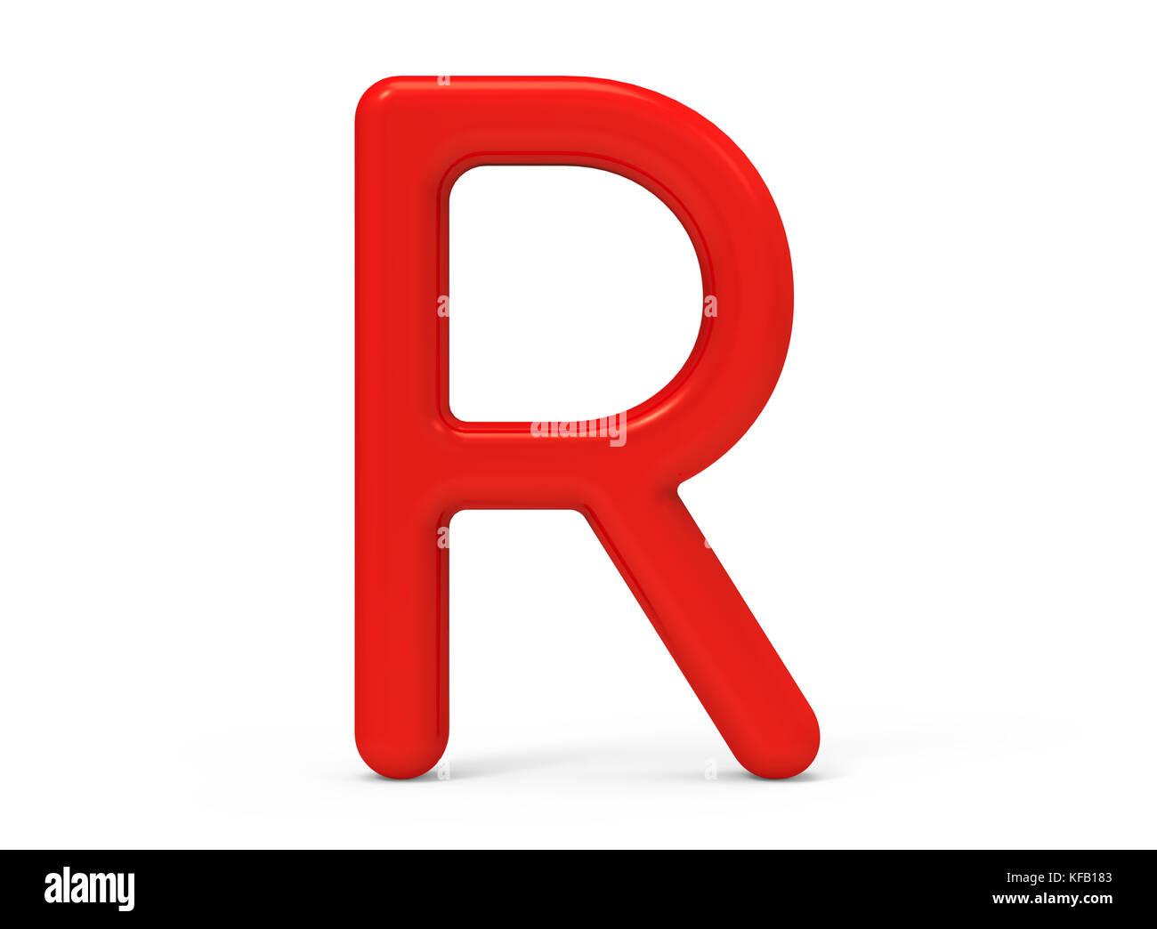 3D render red alphabet R, thin and plastic texture 3D font design Stock ...