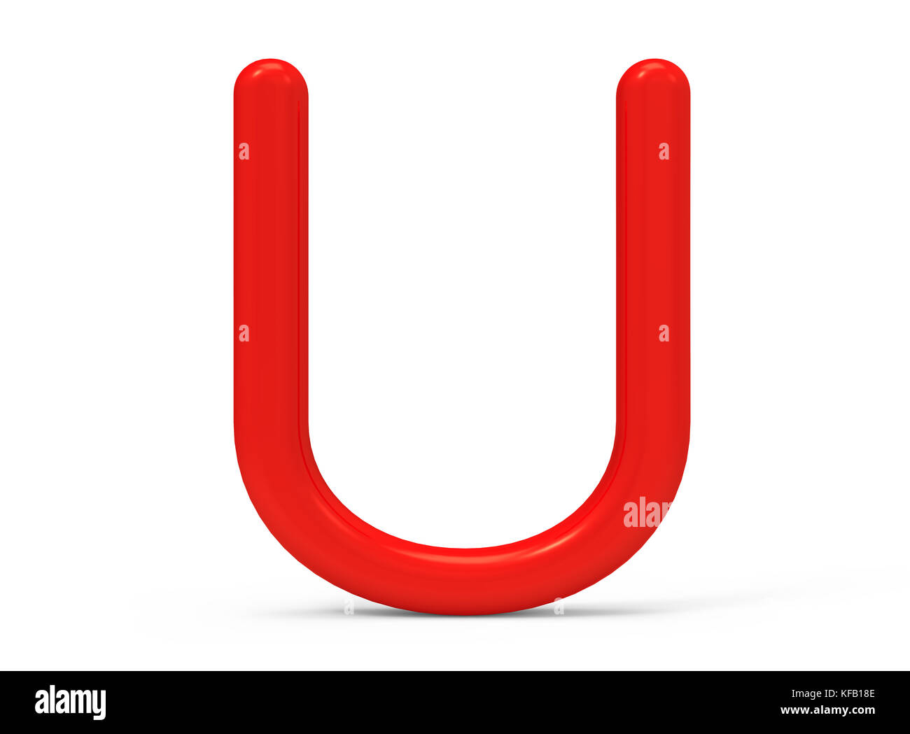 3D render red alphabet U, thin and plastic texture 3D font design Stock ...