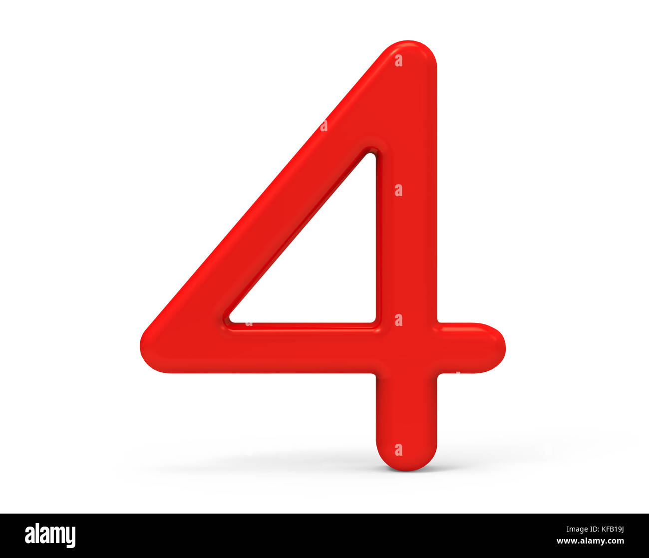 3D render red number 4, thin and plastic texture 3D figure design Stock ...