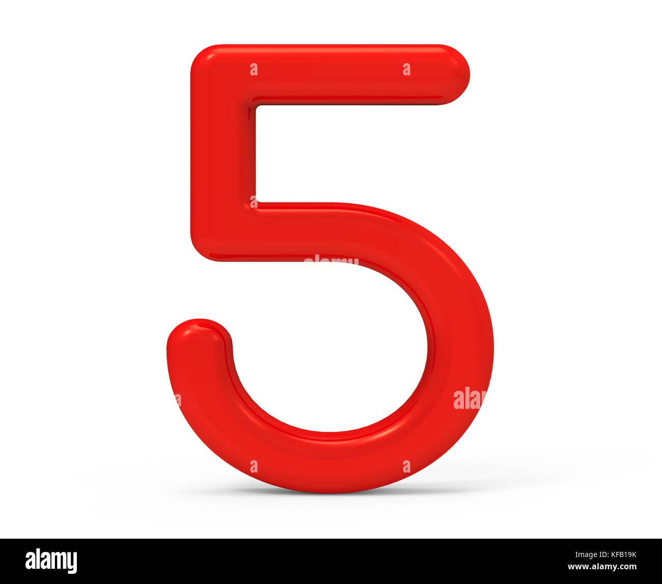 3D render red number 5, thin and plastic texture 3D figure design Stock ...