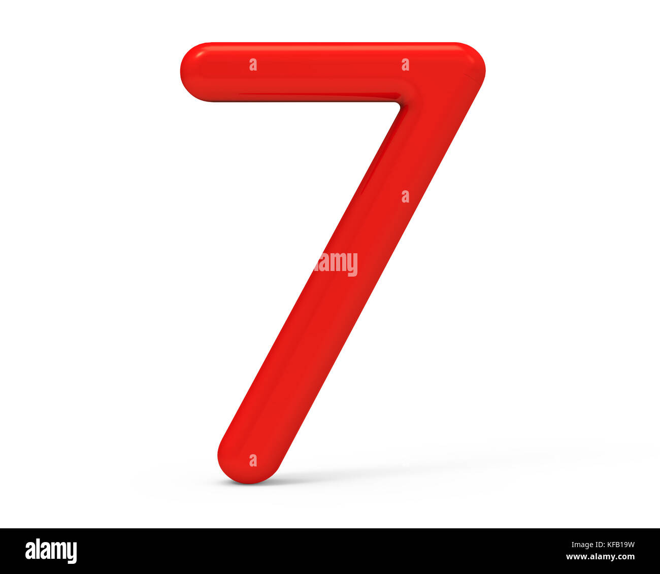 3D render red number 7, thin and plastic texture 3D figure design Stock ...