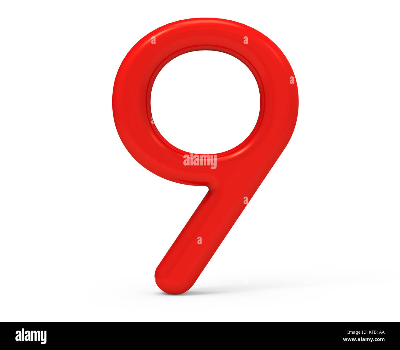 3D render red number 9, thin and plastic texture 3D figure design Stock ...
