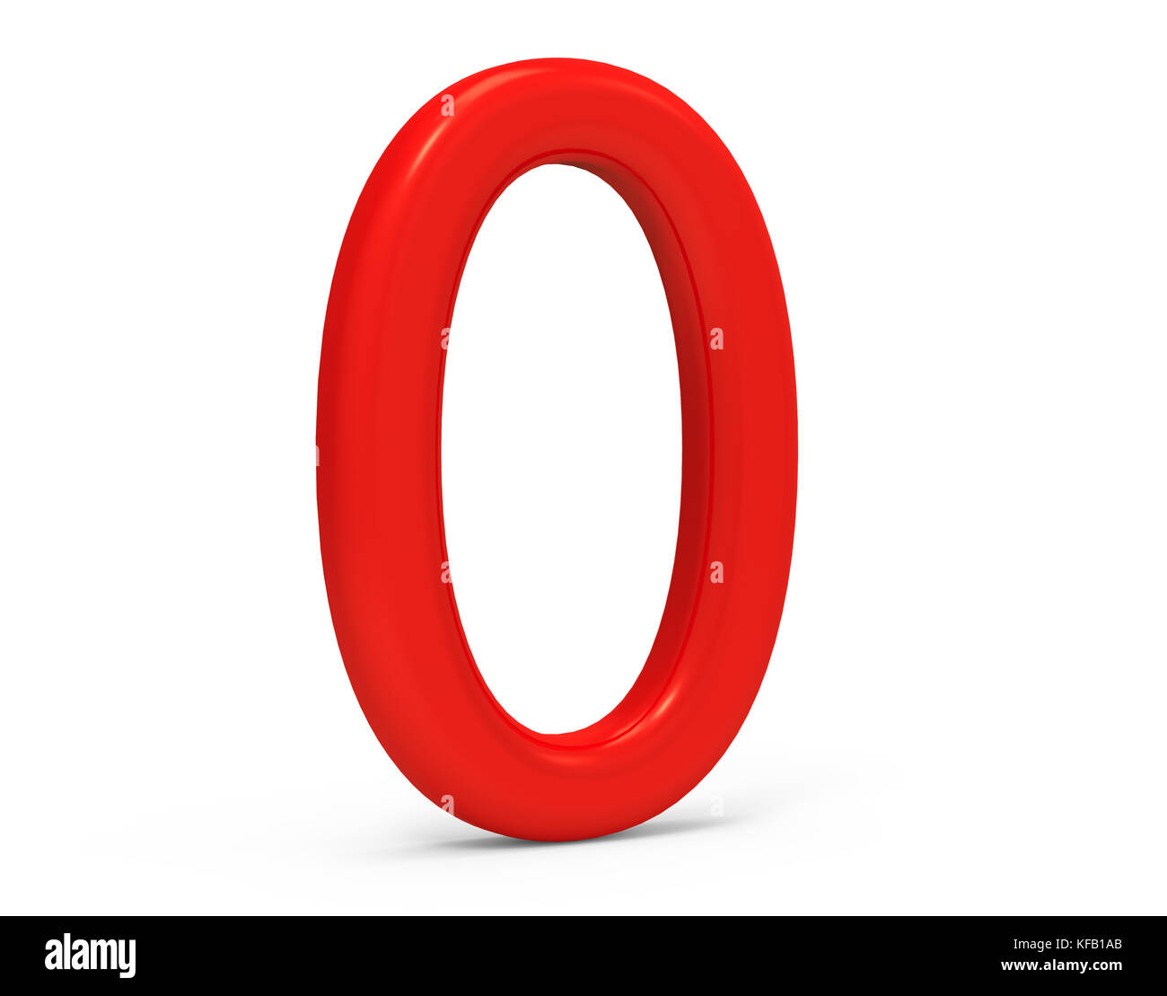 3D render red number 0, thin and plastic texture 3D figure design Stock ...