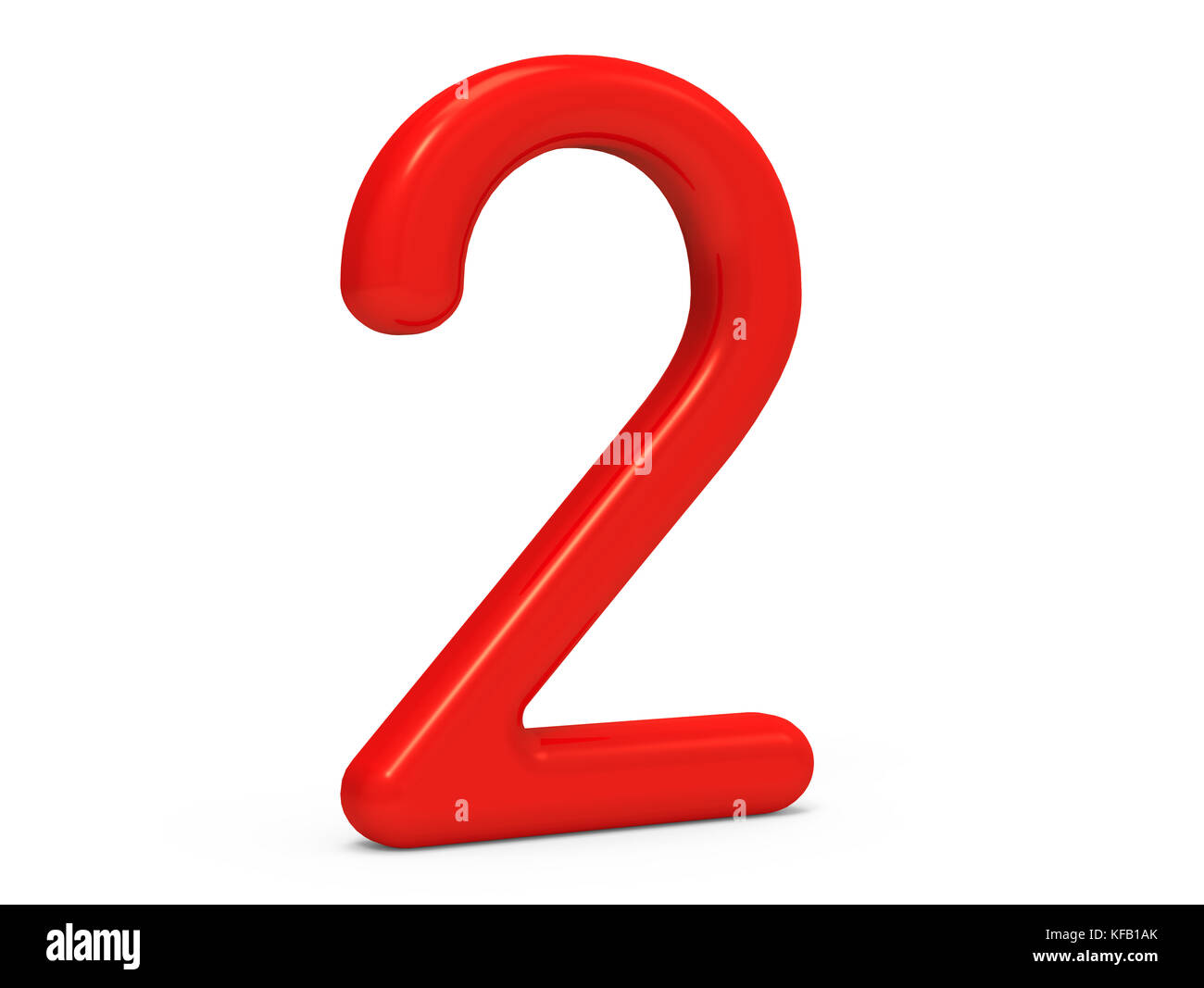 3D render red number 2, thin and plastic texture 3D figure design Stock ...