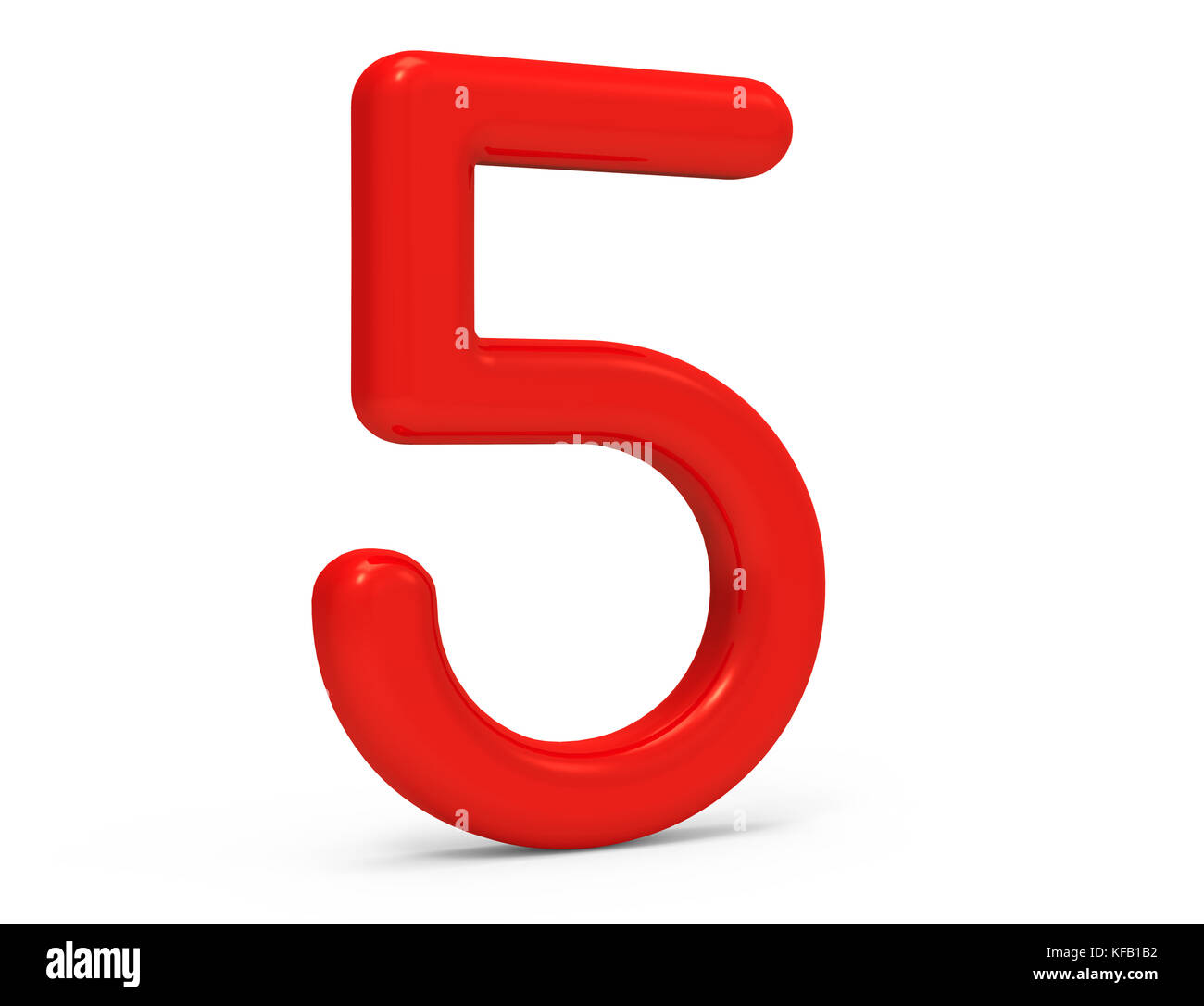 3D render red number 5, thin and plastic texture 3D figure design Stock ...