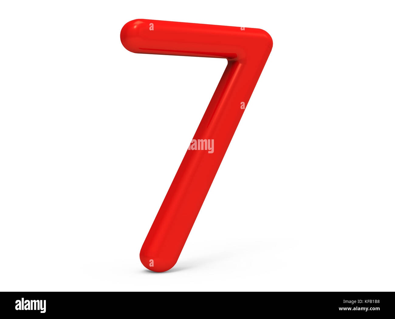 3D render red number 7, thin and plastic texture 3D figure design Stock ...