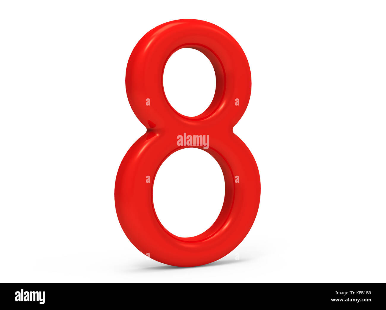3D render red number 8, thin and plastic texture 3D figure design Stock ...
