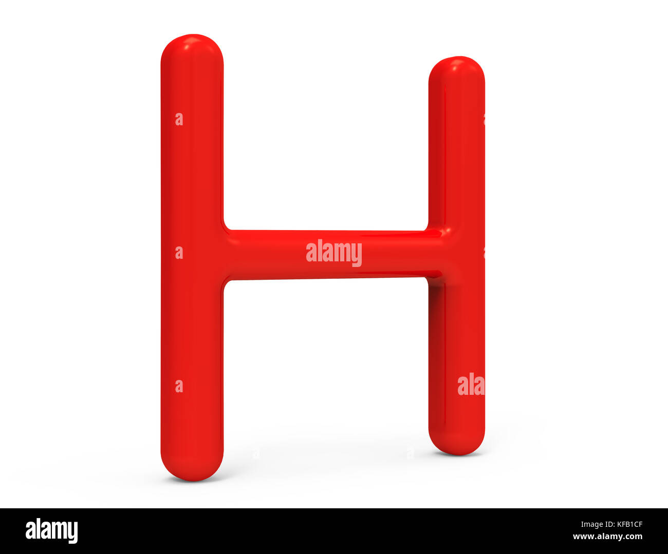 3D render red alphabet H, thin and plastic texture 3D font design Stock ...