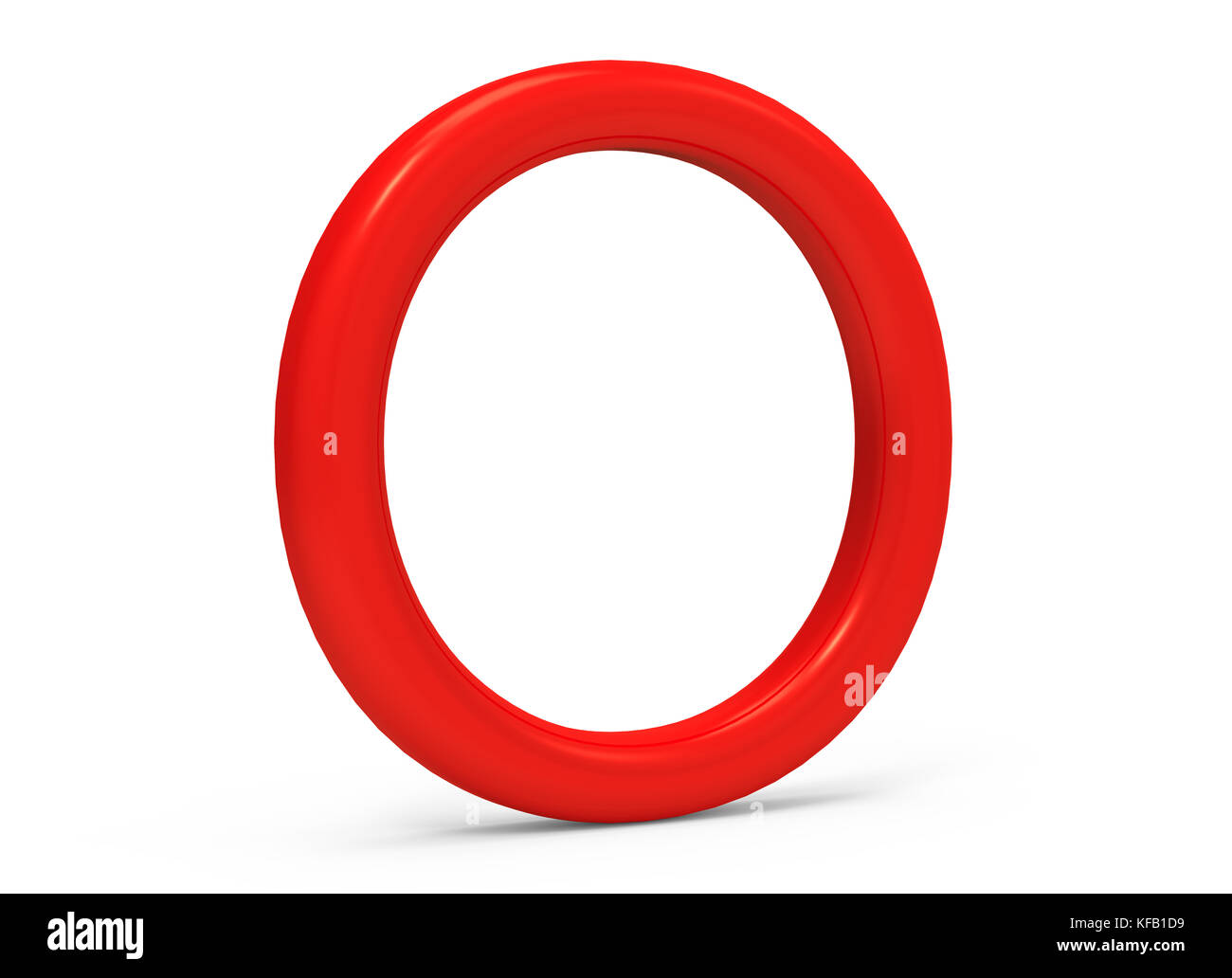 3D render red alphabet O, thin and plastic texture 3D font design Stock ...