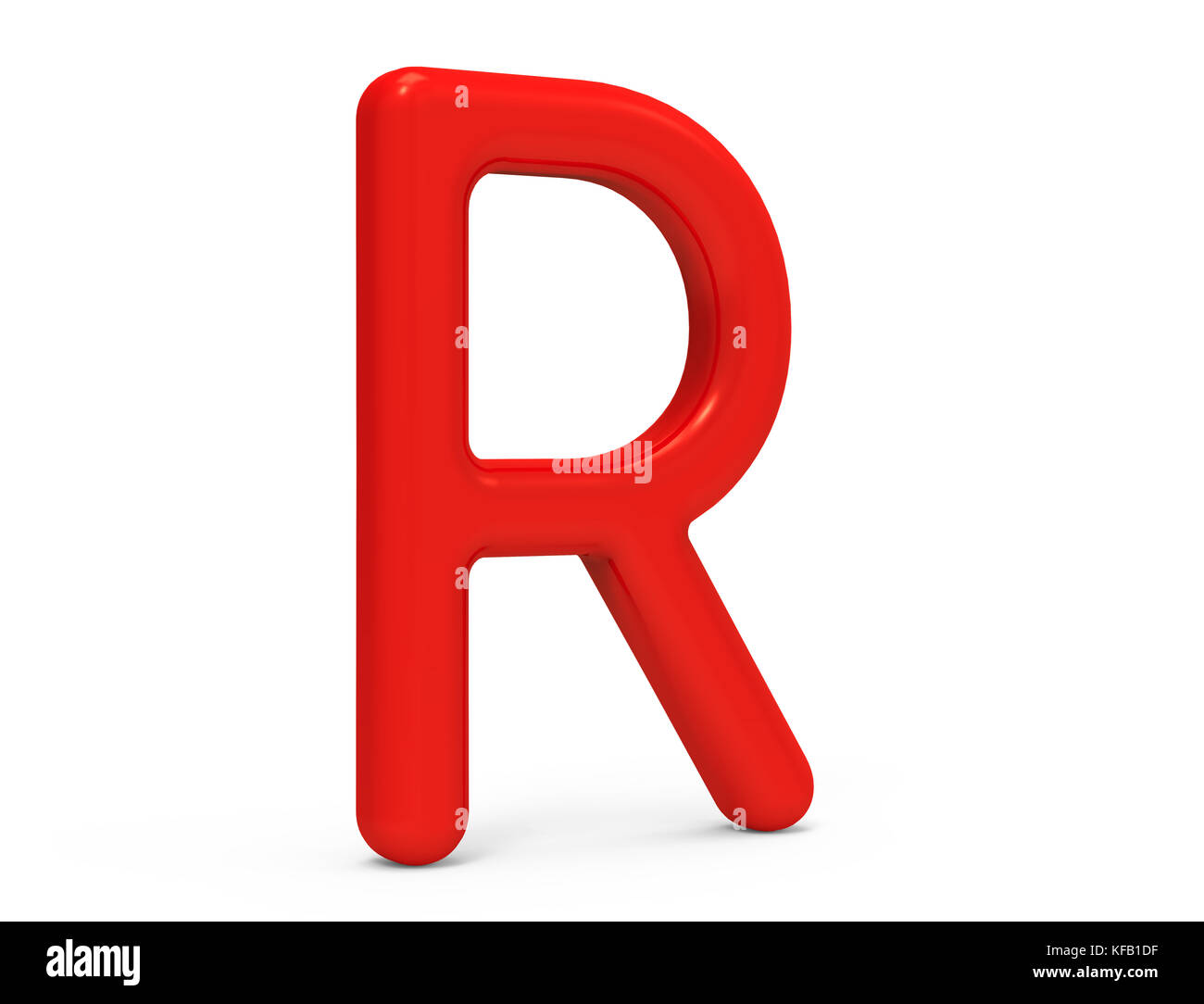 3D render red alphabet R, thin and plastic texture 3D font design Stock ...