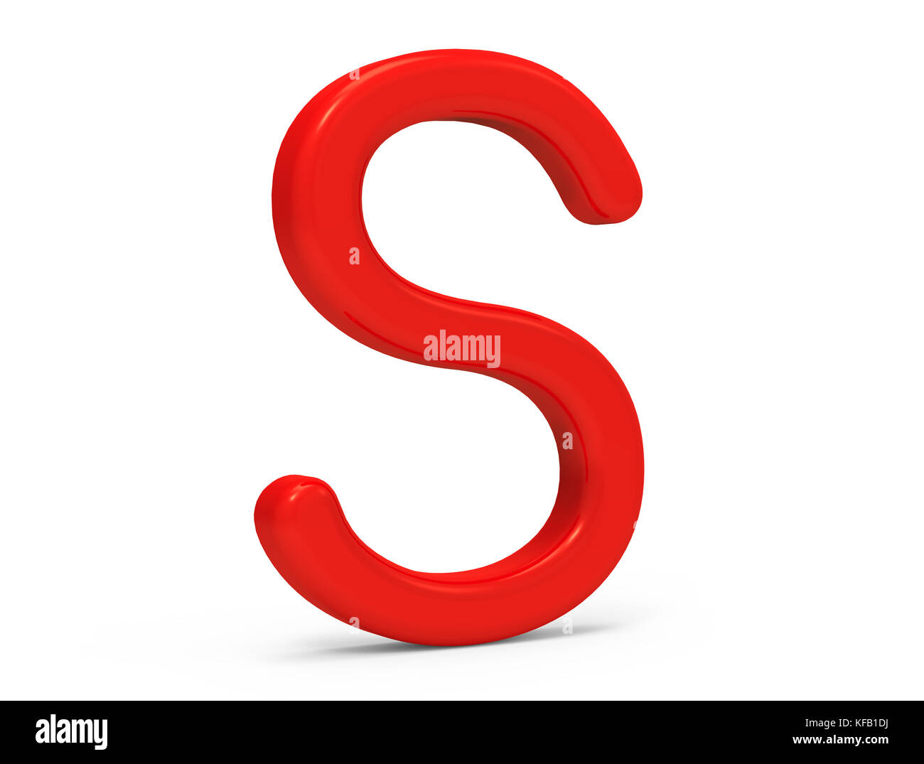 3D render red alphabet S, thin and plastic texture 3D font design Stock ...