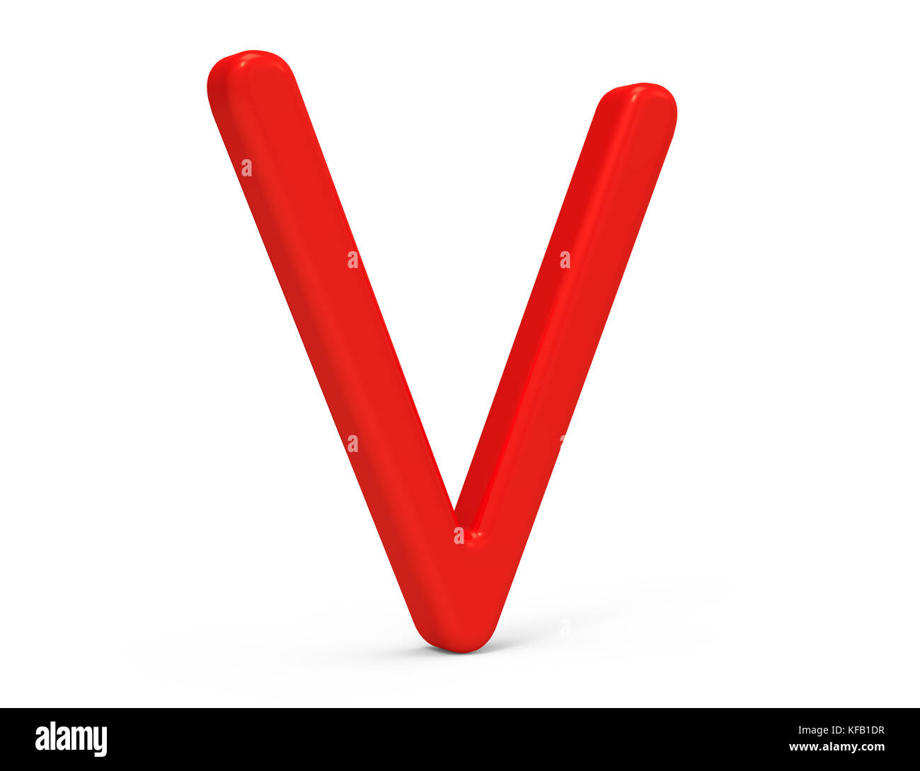 3D render red alphabet V, thin and plastic texture 3D font design Stock ...