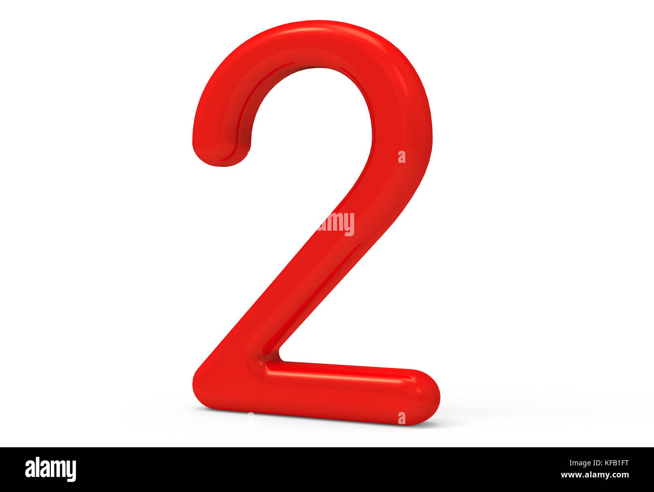 3D render red number 2, thin and plastic texture 3D figure design Stock ...