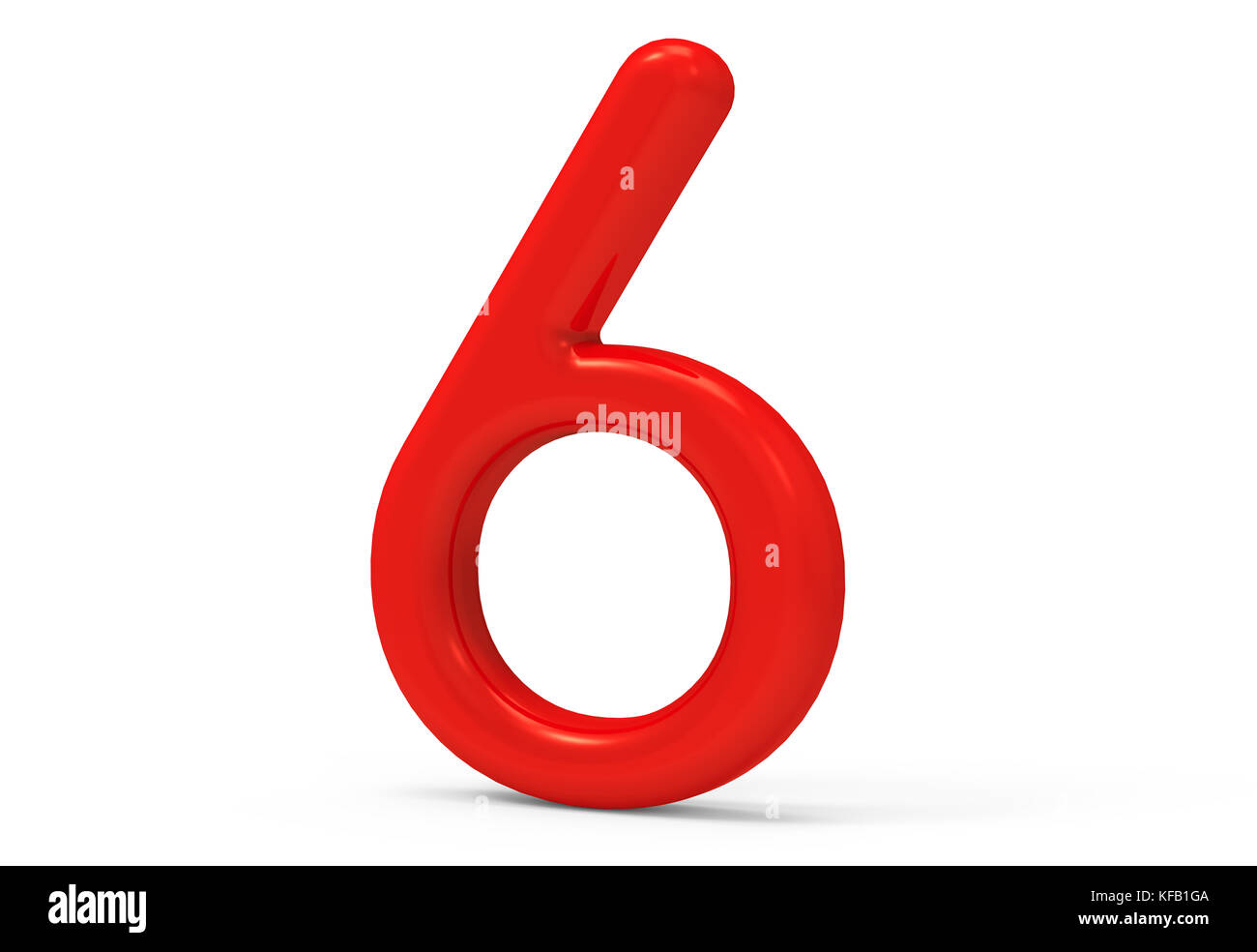 3D render red number 6, thin and plastic texture 3D figure design Stock ...