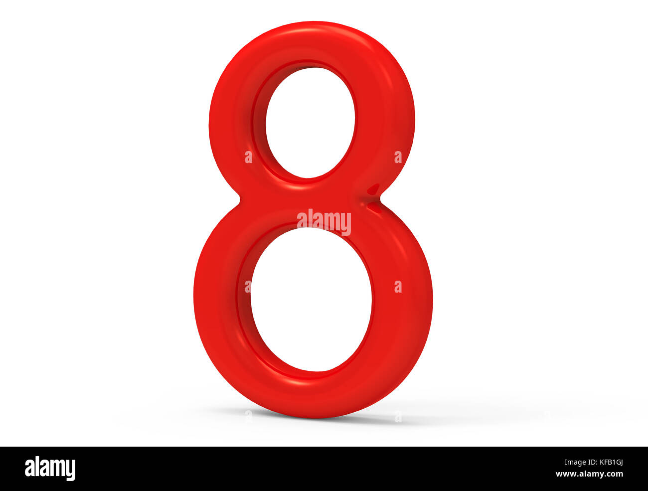 3D render red number 8, thin and plastic texture 3D figure design Stock ...