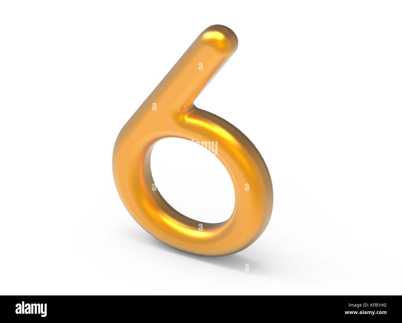 3D render golden number 6, thin and plastic texture 3D figure design ...