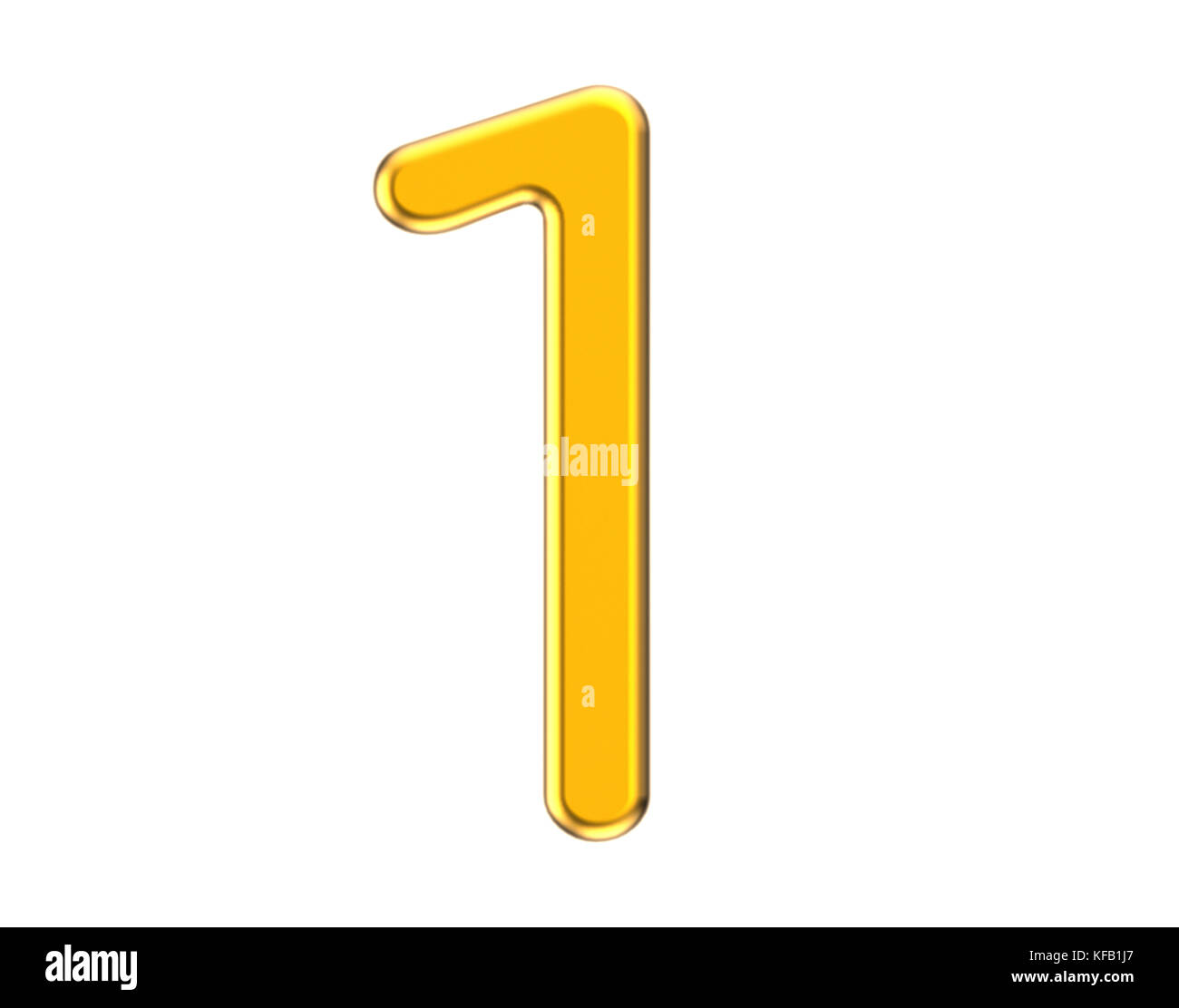 3D render golden number 1, thin and plastic texture 3D figure design ...