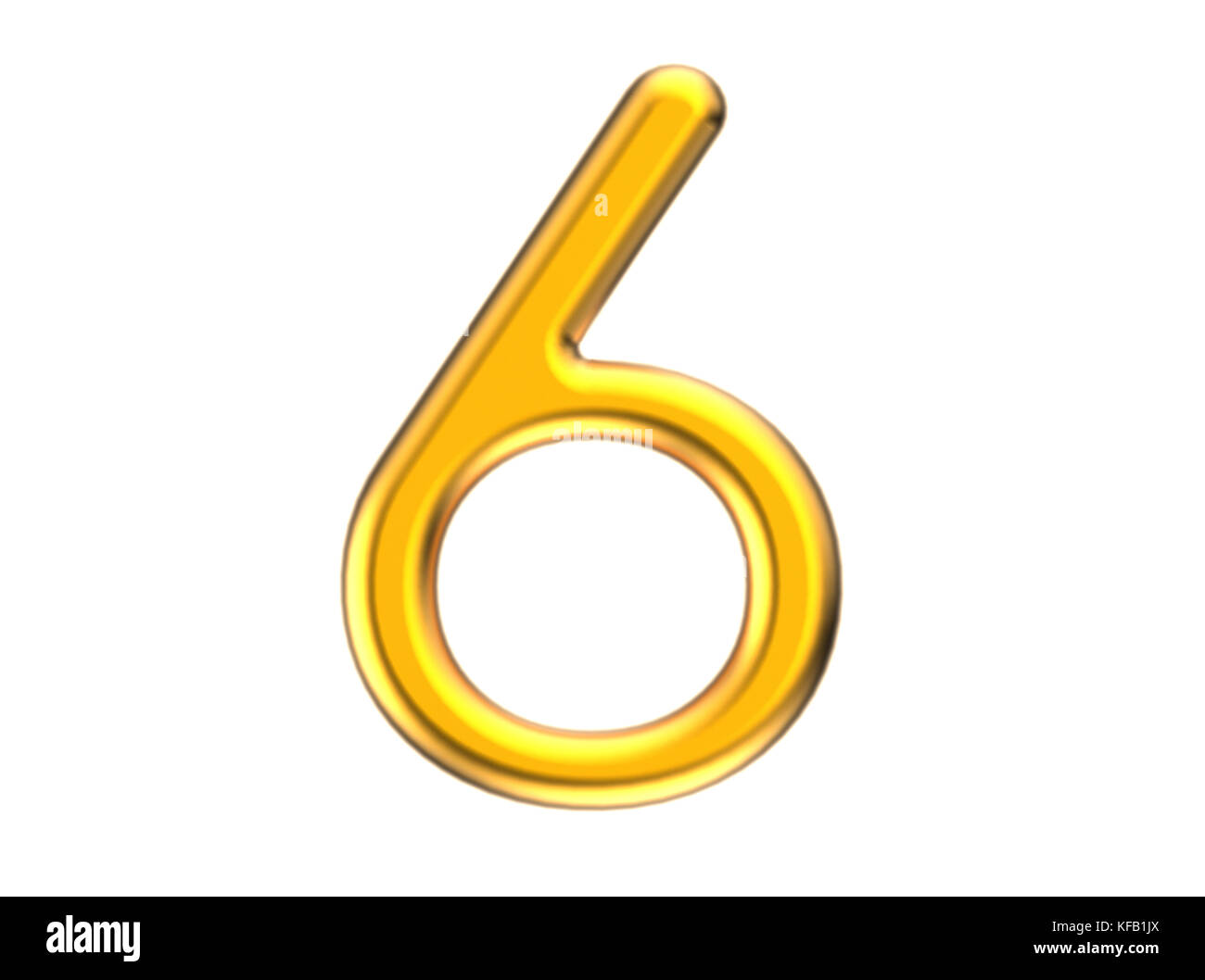 3D render golden number 6, thin and plastic texture 3D figure design ...
