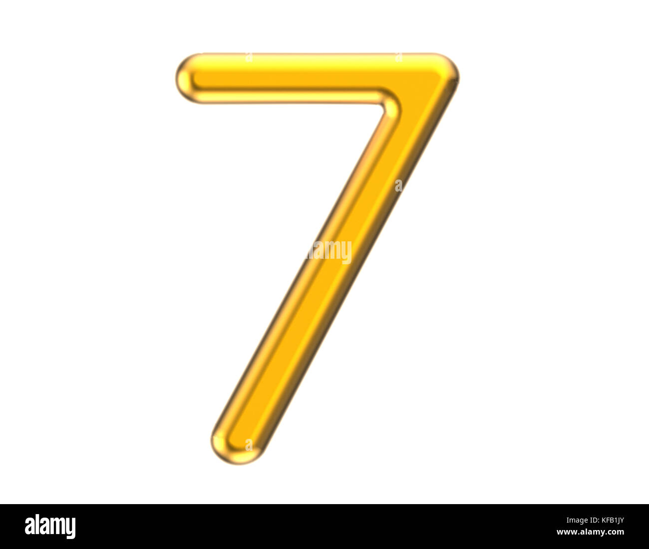 3D render golden number 7, thin and plastic texture 3D figure design ...