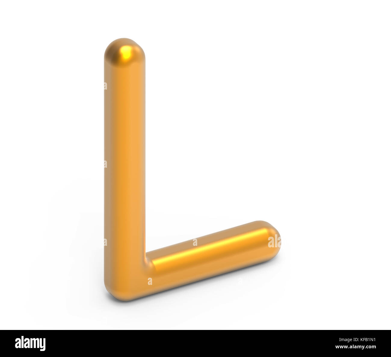 3D render metallic alphabet L, thin and glossy golden 3D font design ...