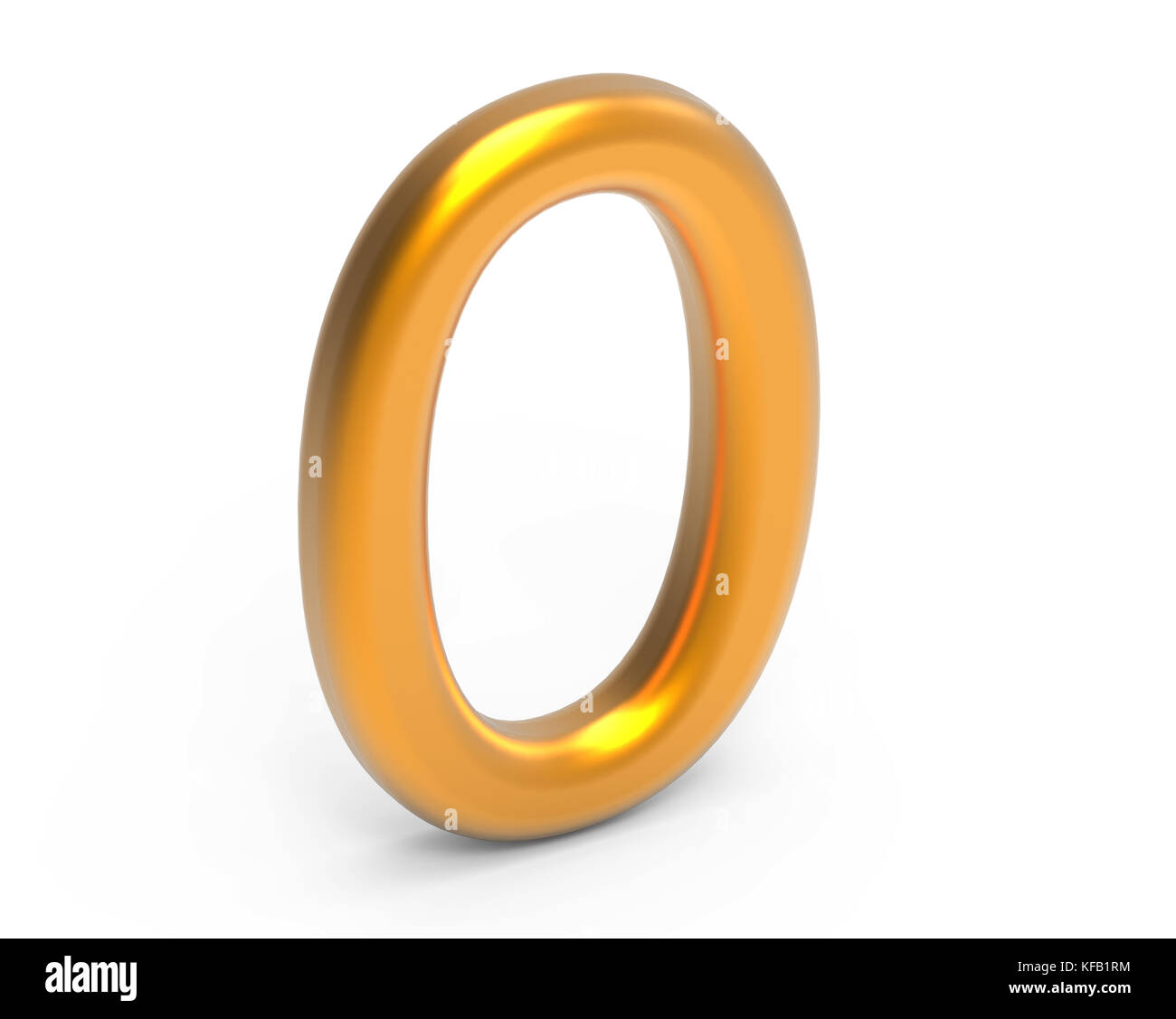 3D render golden number 0, thin and plastic texture 3D figure design ...
