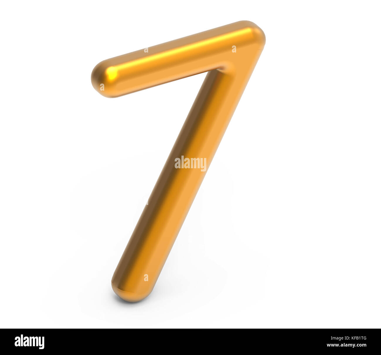 3D render golden number 7, thin and plastic texture 3D figure design ...