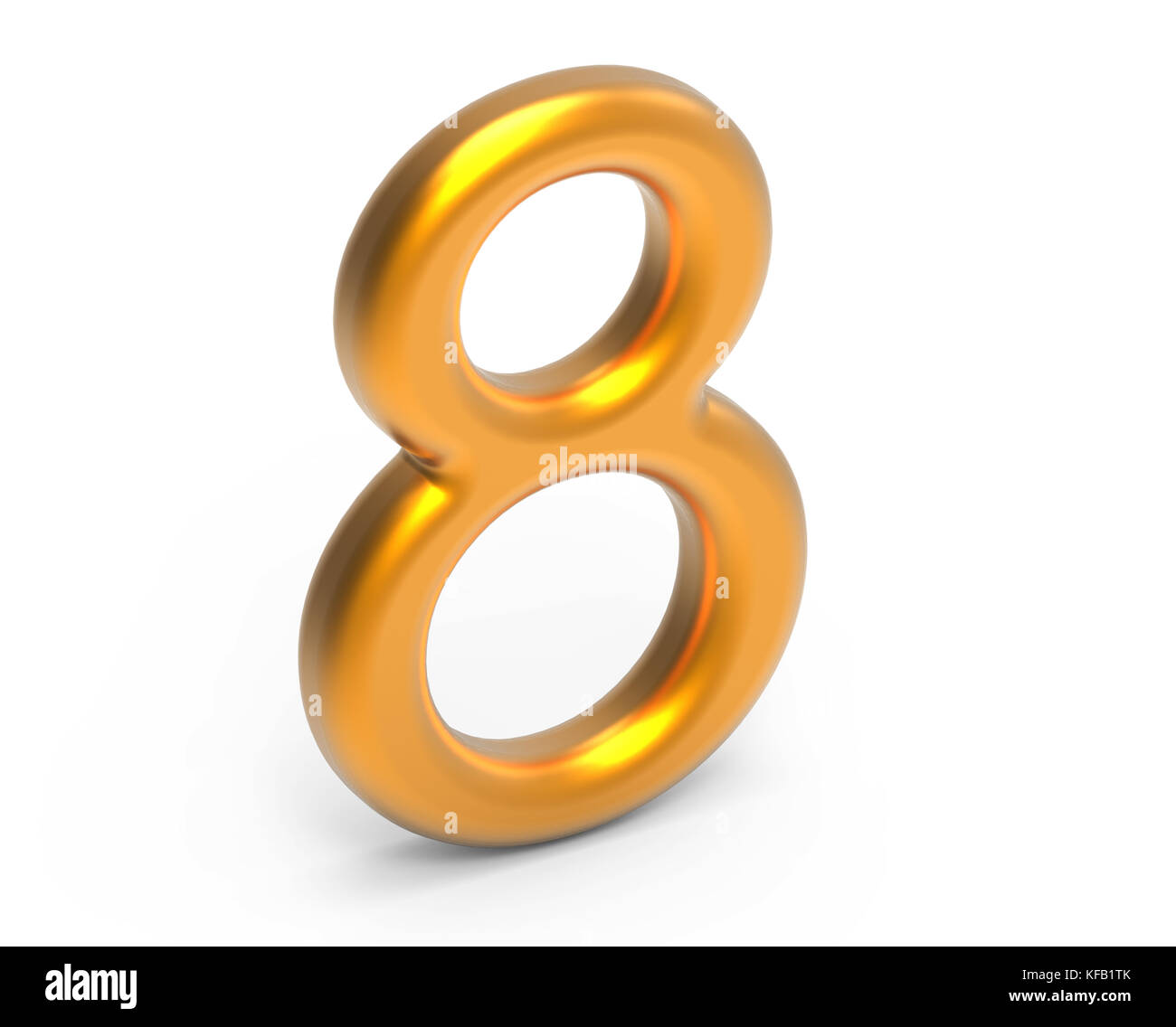 3D render golden number 8, thin and plastic texture 3D figure design ...