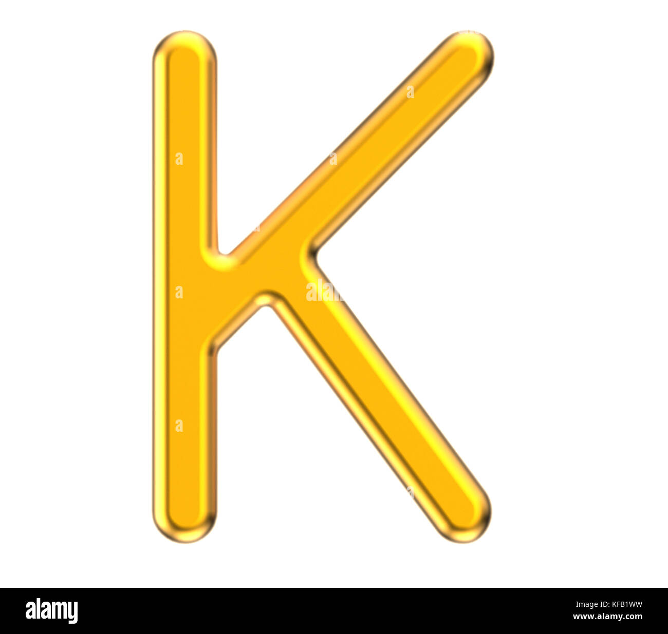 3D render metallic alphabet K, thin and glossy golden 3D font design ...