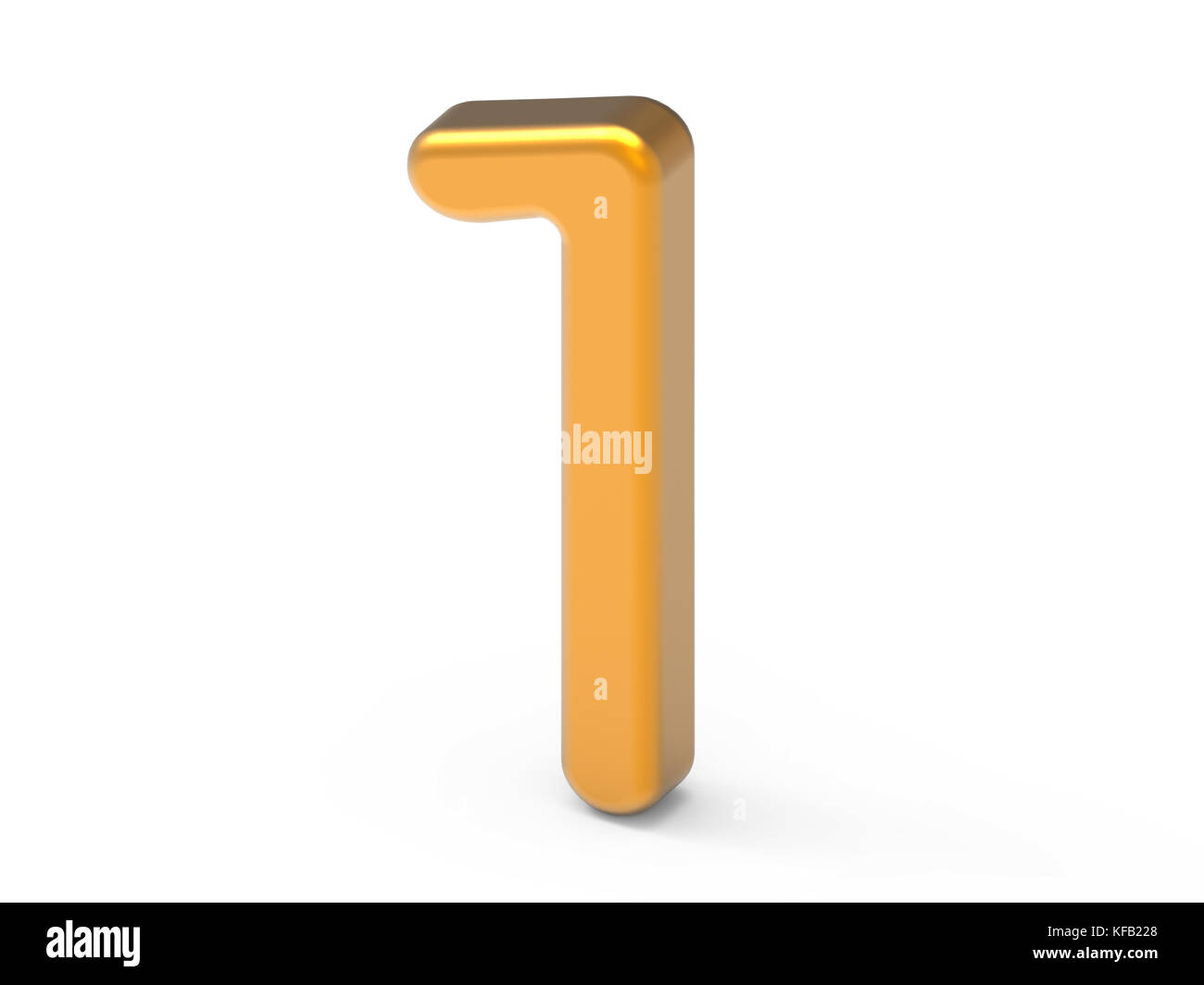 3D render golden number 1, thin and plastic texture 3D figure design ...
