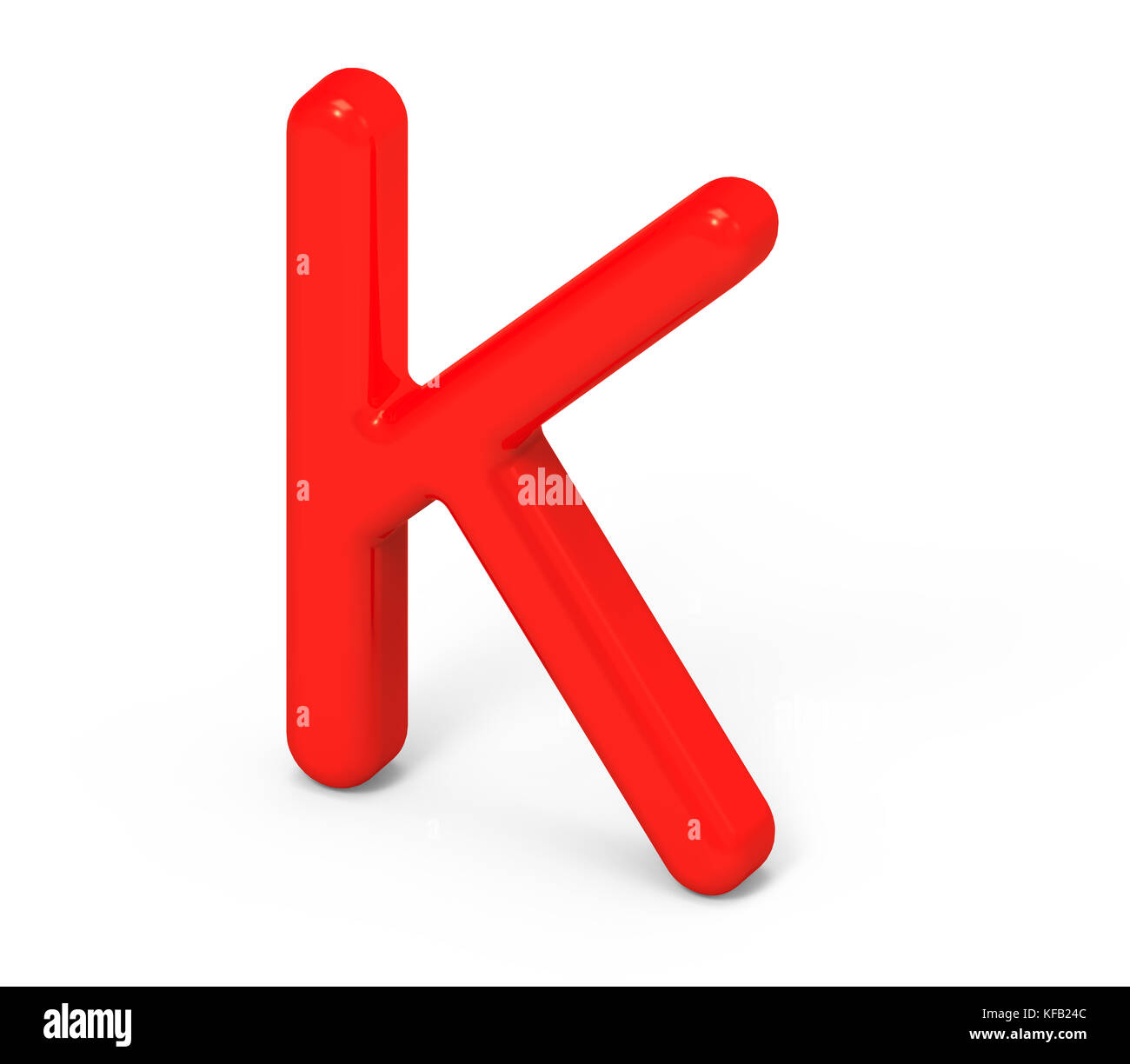 3D render red alphabet K, thin and plastic texture 3D font design Stock ...