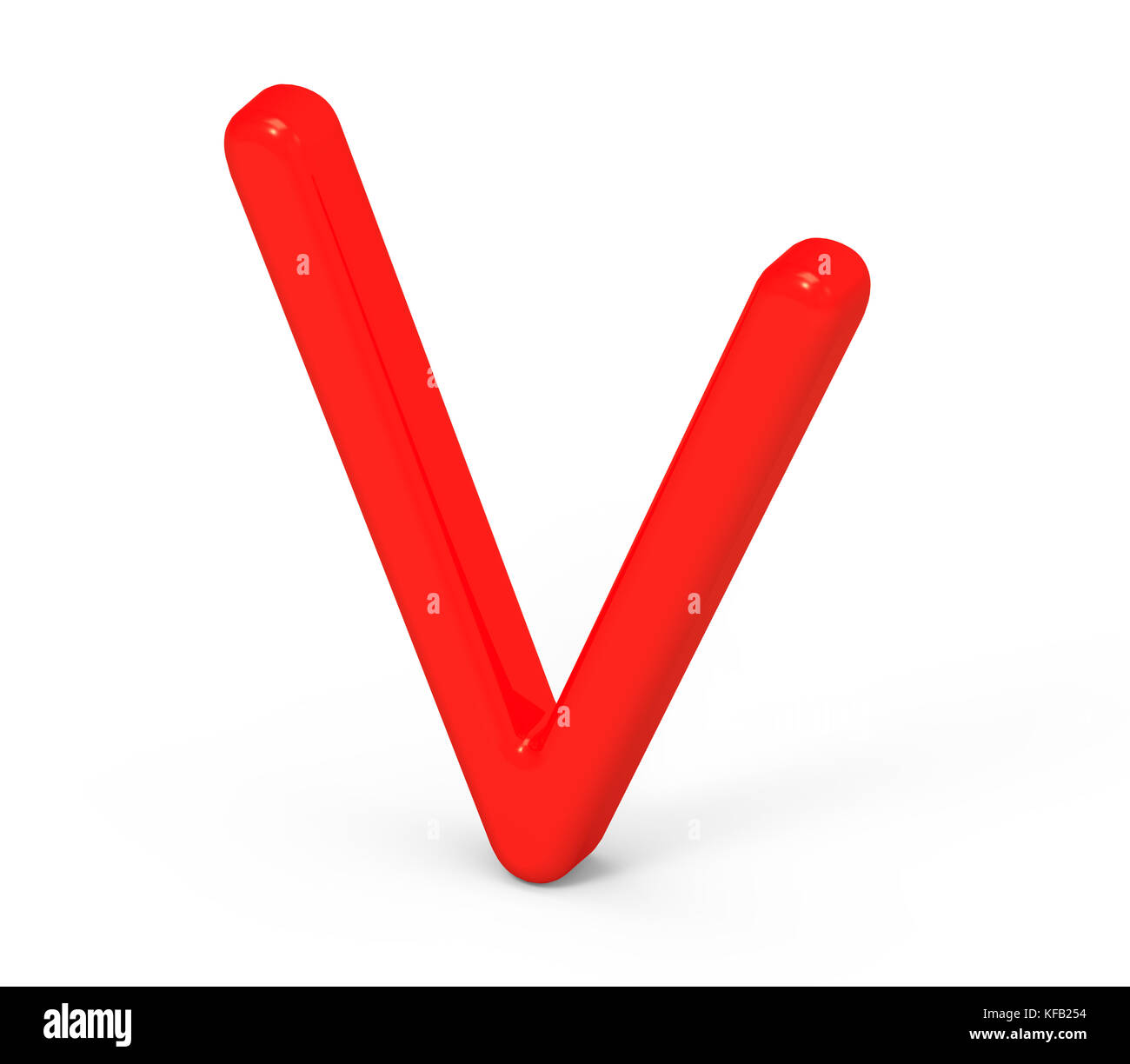 3D render red alphabet V, thin and plastic texture 3D font design Stock ...