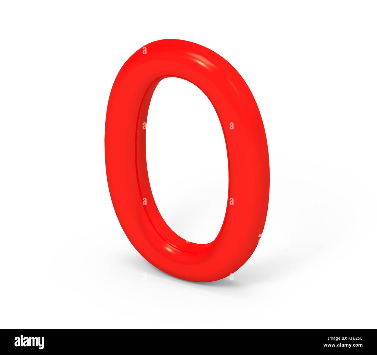 3D render red number 0, thin and plastic texture 3D figure design Stock ...