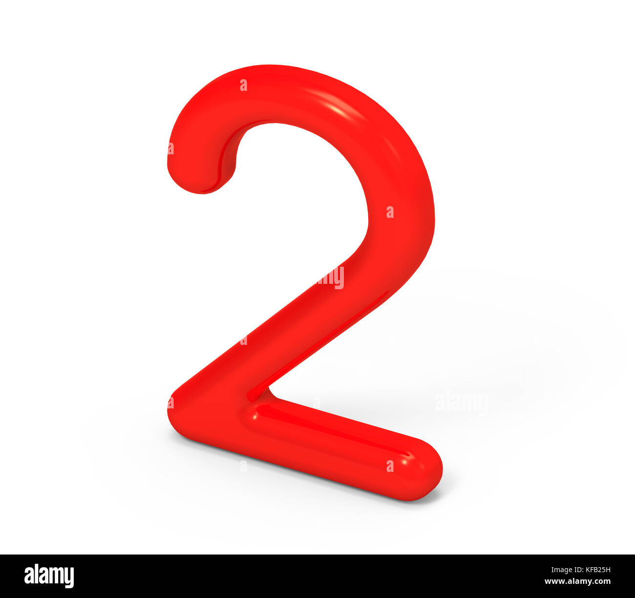 3D render red number 2, thin and plastic texture 3D figure design Stock ...