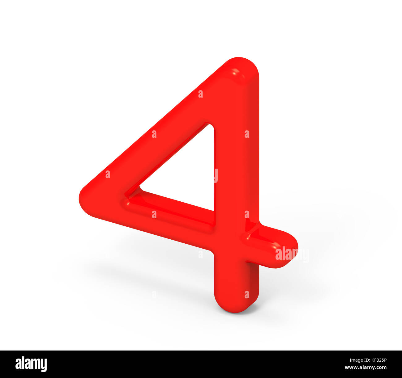 3D render red number 4, thin and plastic texture 3D figure design Stock ...