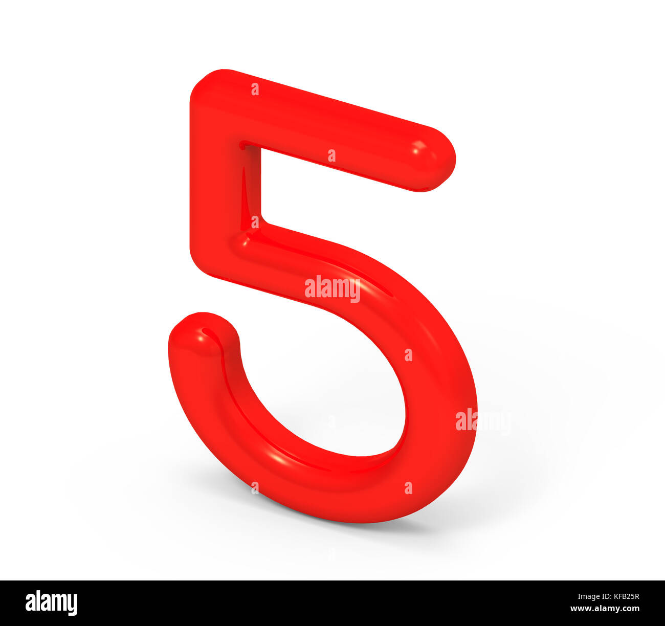 3D render red number 5, thin and plastic texture 3D figure design Stock ...
