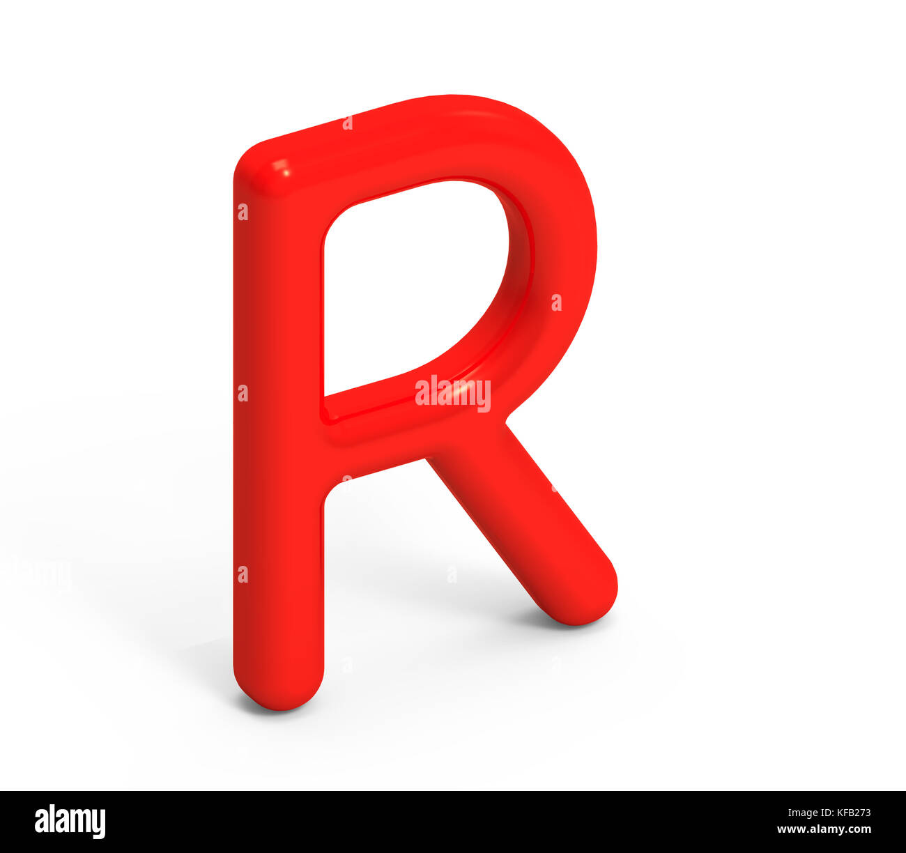 3D render red alphabet R, thin and plastic texture 3D font design Stock ...
