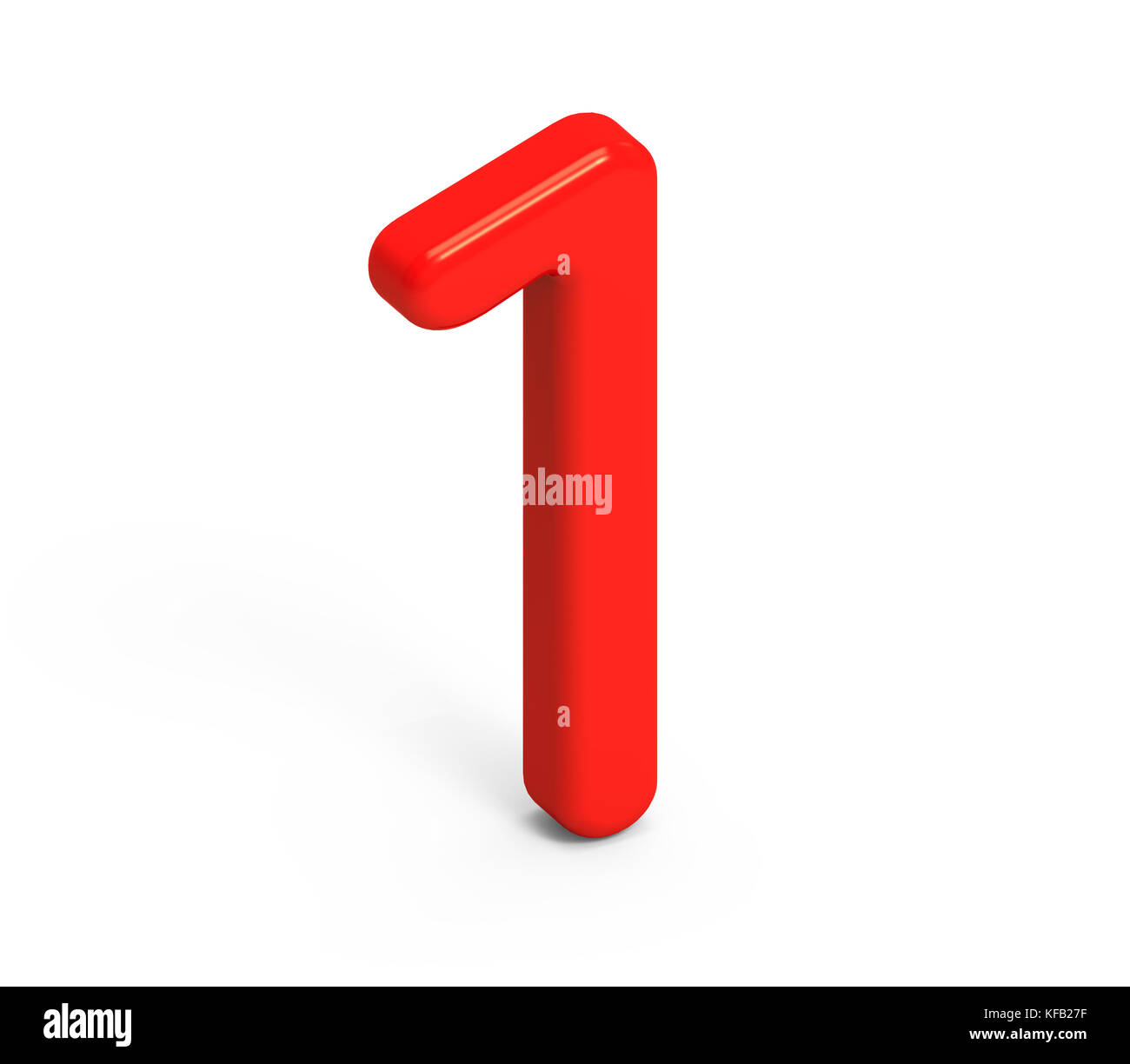 3D render red number 1, thin and plastic texture 3D figure design Stock ...