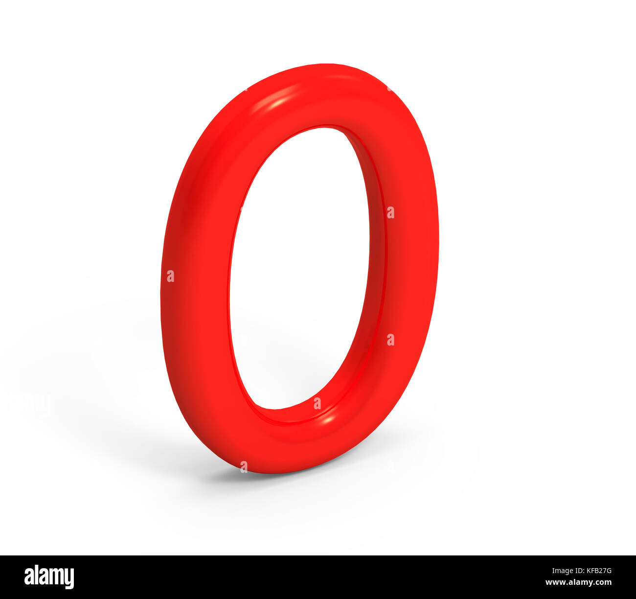 3D render red number 0, thin and plastic texture 3D figure design Stock ...