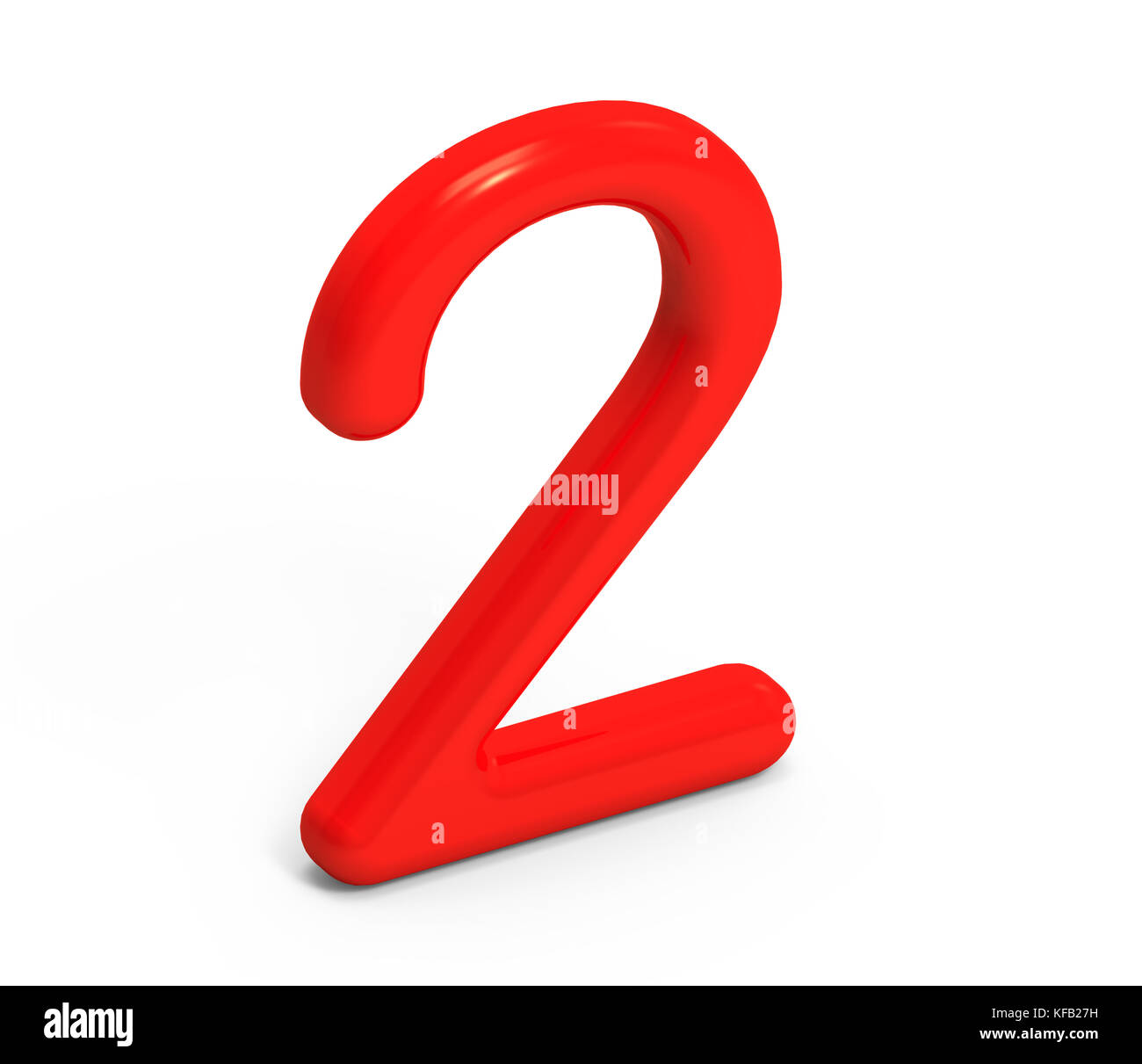 3D render red number 2, thin and plastic texture 3D figure design Stock ...