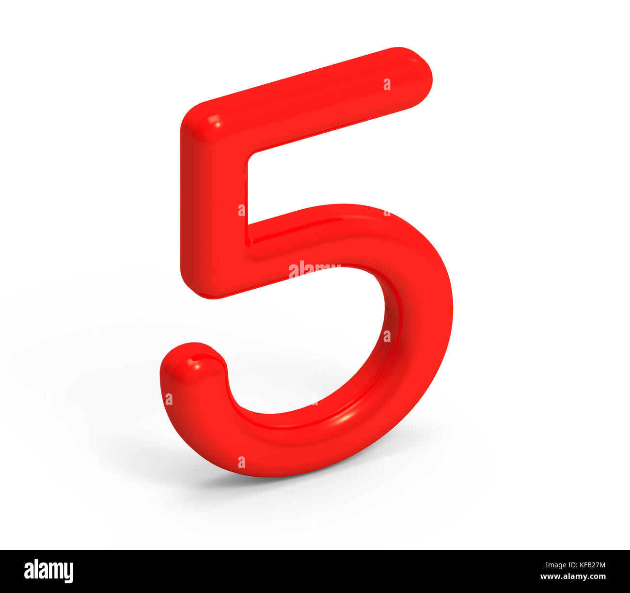 3D render red number 5, thin and plastic texture 3D figure design Stock ...