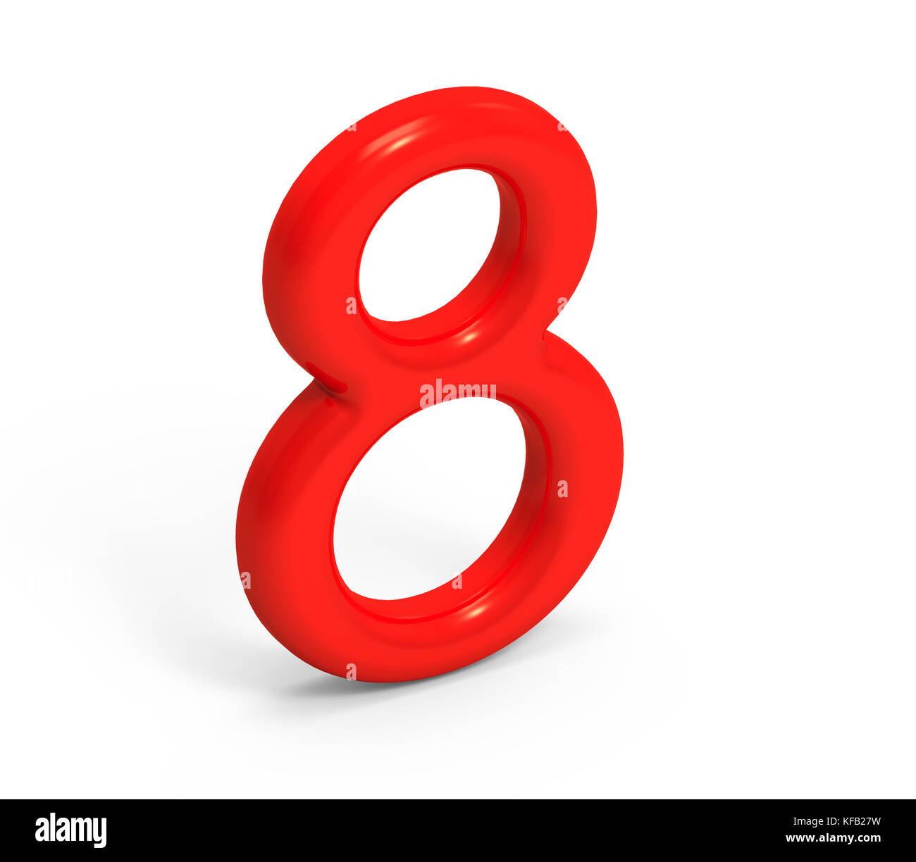 3D render red number 8, thin and plastic texture 3D figure design Stock ...
