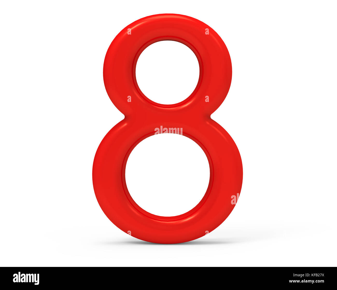 3D render red number 8, thin and plastic texture 3D figure design Stock ...