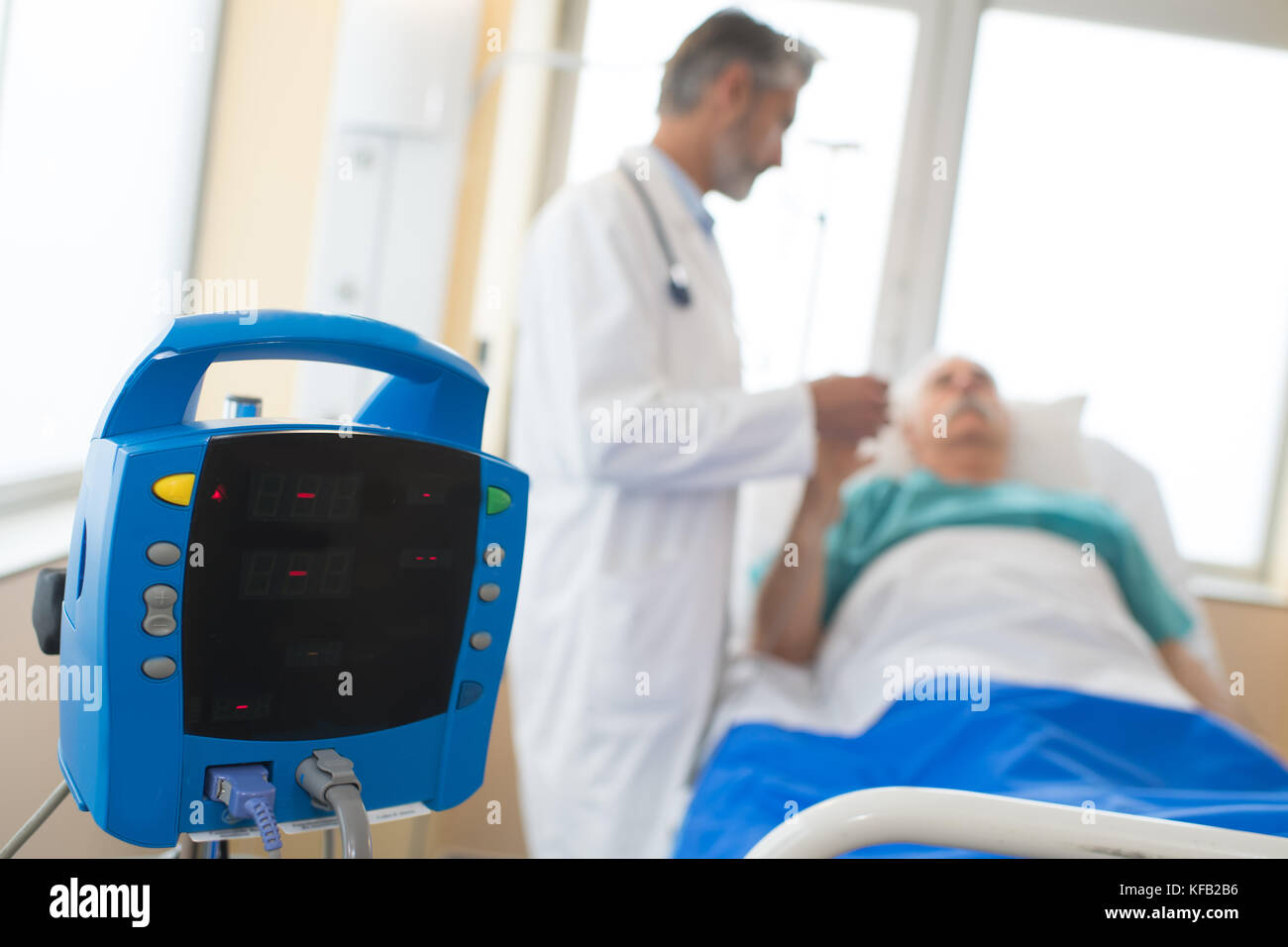 ecg machine blood pressure heartemergency patients in hospital Stock ...