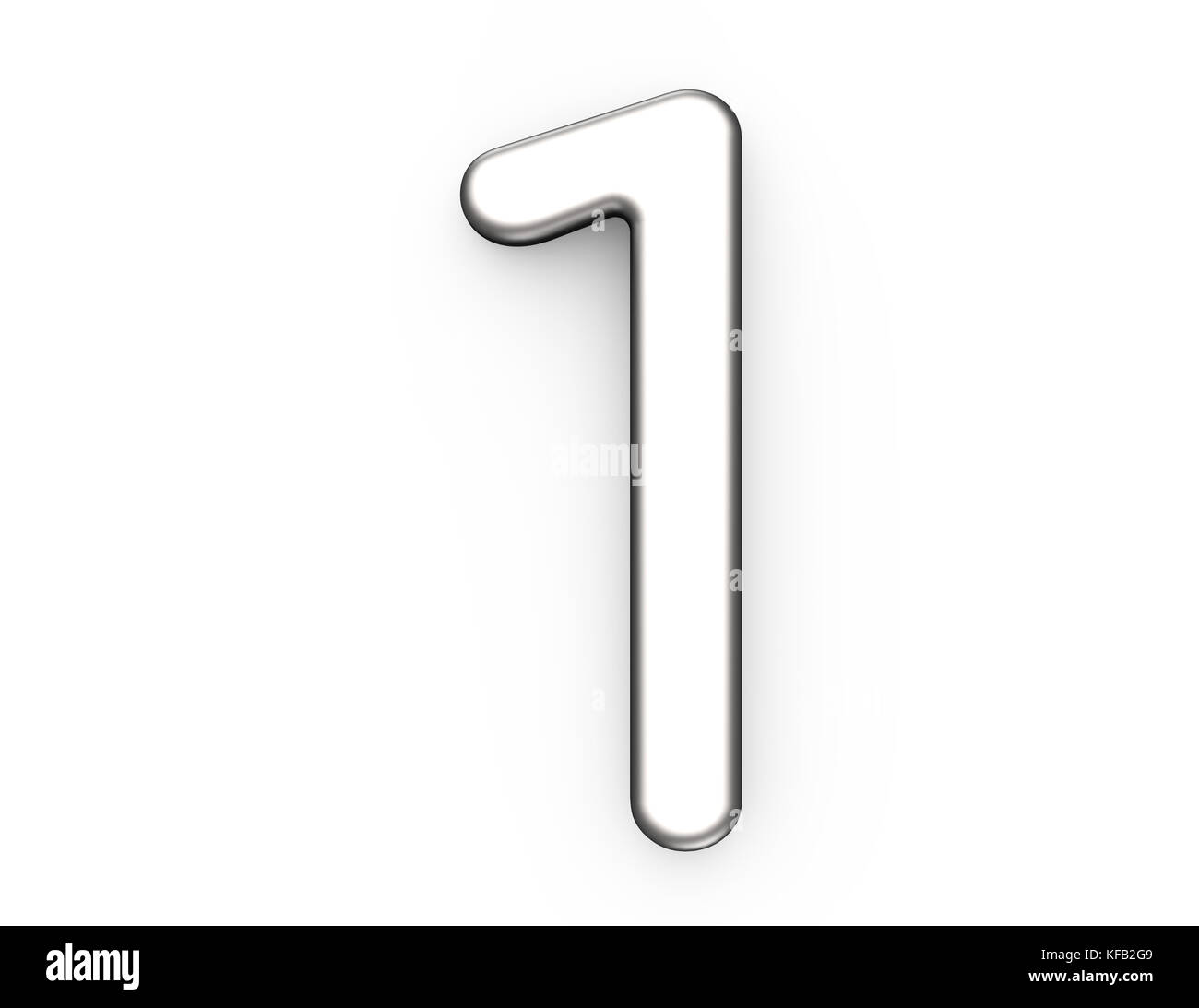 3D render metallic number 1, thin and glossy platinum 3D figure design ...