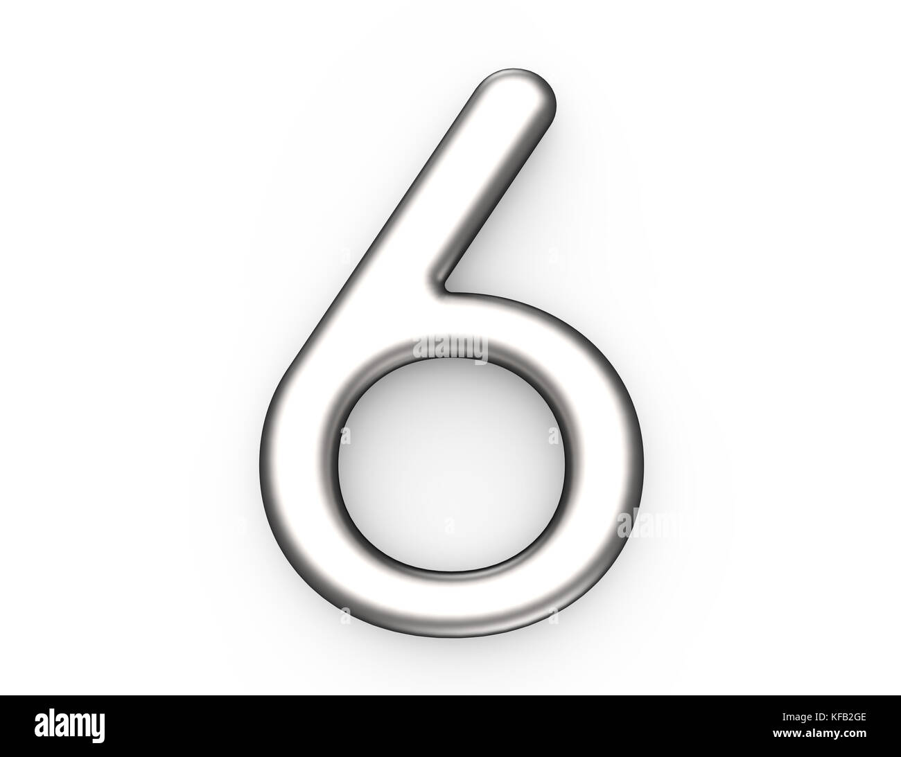 3D render metallic number 6, thin and glossy platinum 3D figure design ...