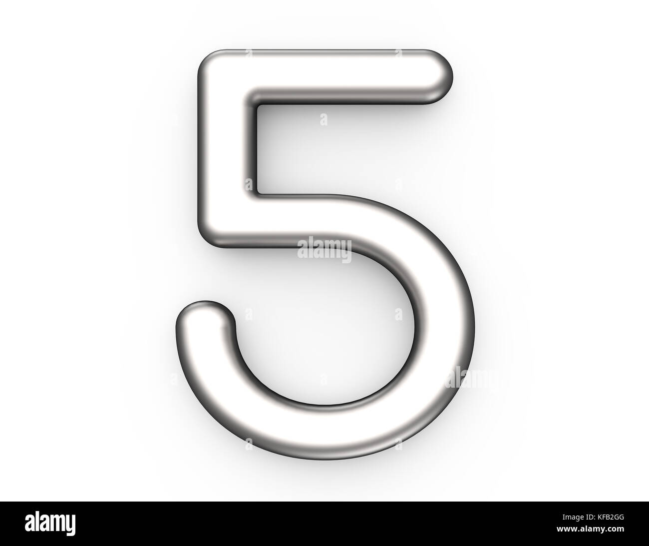 3D render metallic number 5, thin and glossy platinum 3D figure design ...