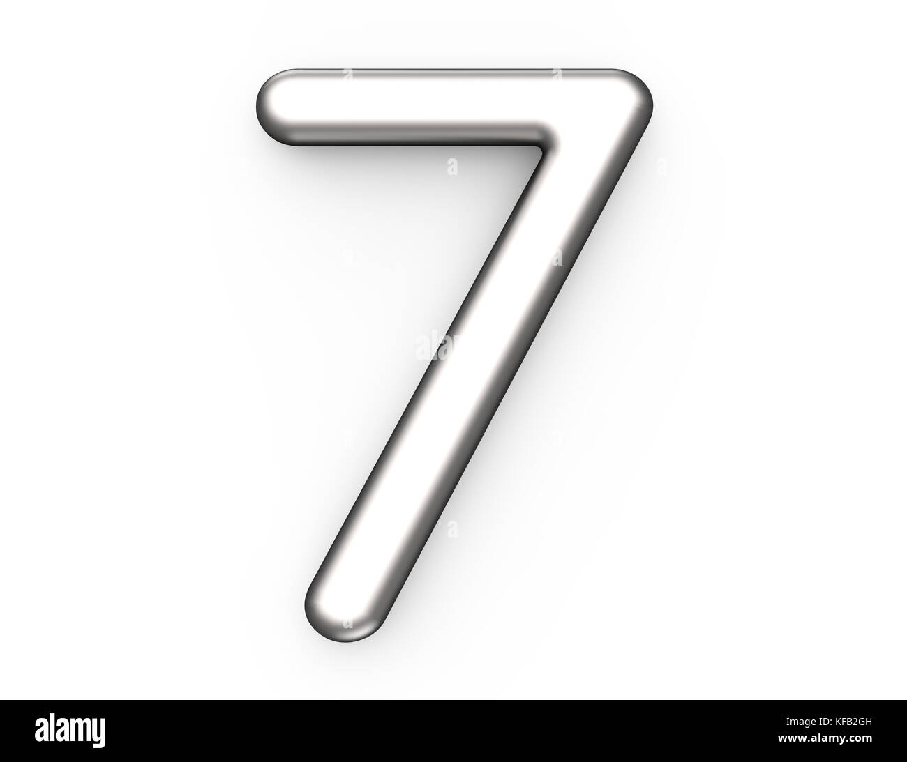 3D render metallic number 7, thin and glossy platinum 3D figure design ...